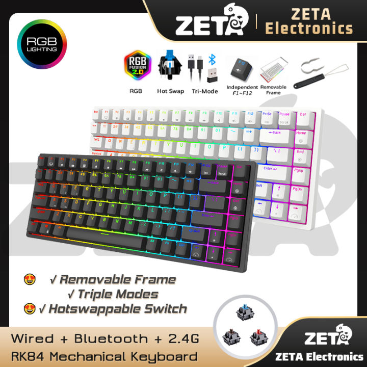 RK84 DK68 Wireless Mechanical Gaming Keyboard White Backlit ...