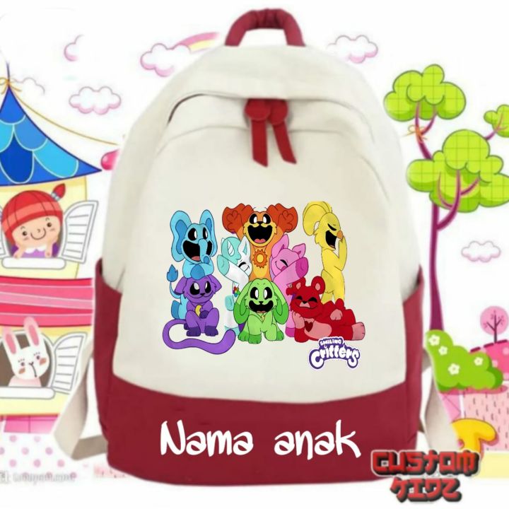 tas sekolah anak tk sd SMILING CRITTERS Free cetak nama anak | Lazada ...