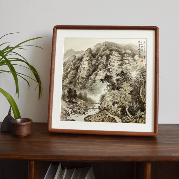 Black Walnut Wood round Corner Frame Chinese Style Calligraphy Painting ...