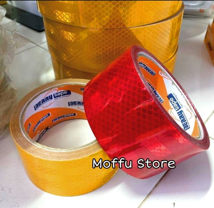 Stiker Reflektor 5 cm x 5 Meter Stiker Mata Kucing Nyala Cahaya Mobil ...