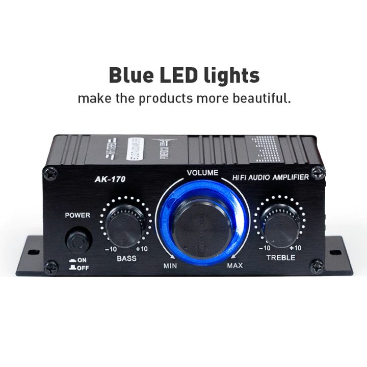 Bluetooth Hifi Mini Stereo Car Amplifier Treble Bass Booster AK80 AK370 ...