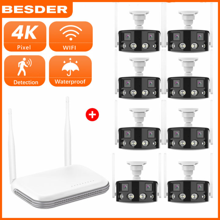 BESDER 8CH Mini NVR 8MP 4K IP Camera WiFi Camera Dual Lens Ultra Wide ...