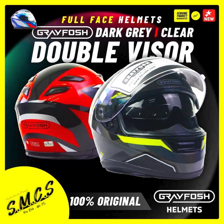 GRAYFOSH G9999 Full Face Helmet Adjustable Double Visor (100%Original ...