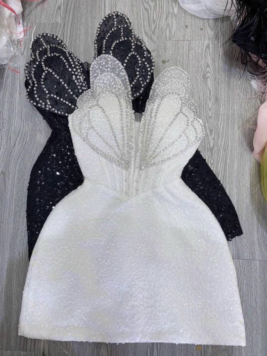 EasyJoin LV013 เดรสสั้นสุภาพสตรี ปีกผีเสื้อ สาวสูง160ยาวพอดีเข่า พรีออเดอร-14-21วัน สนใจเช่าทัก ...