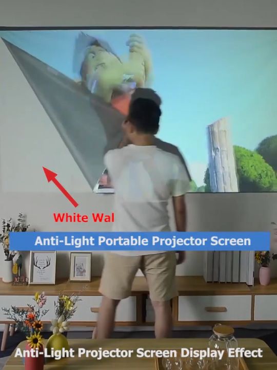 Kain Layar Proyektor Tempel Dinding Anti Light Screen Reflective Free ...