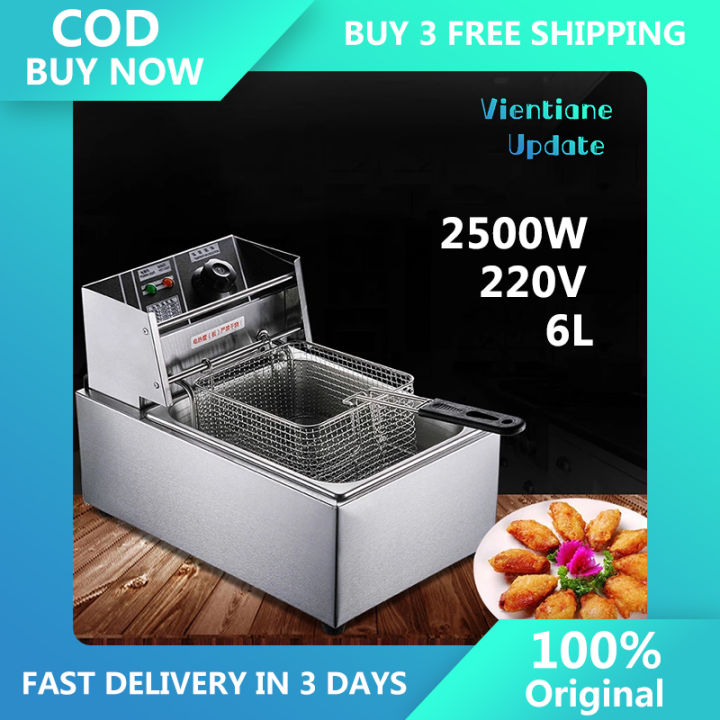 220V 5.5/6L 2500W Electric Deep Fryers Deep-fried Frying Pan Fry ...