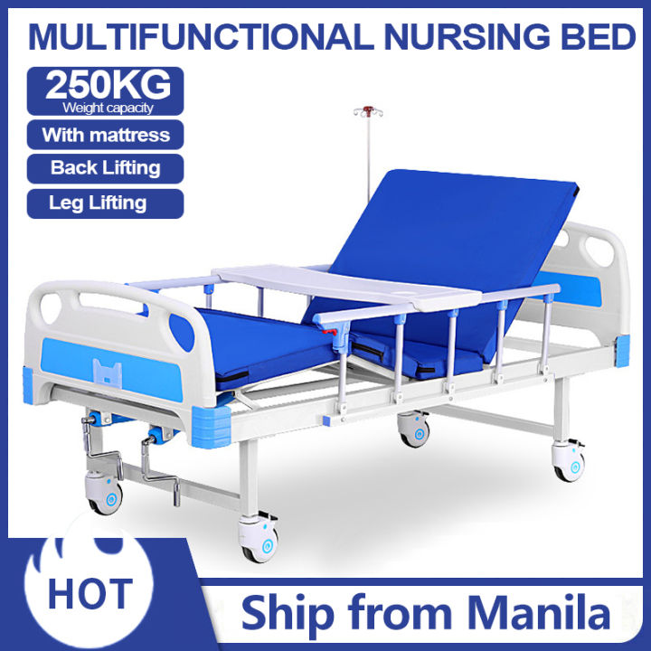 Hospital bed 2 cranks with IV pole, faux leather cushion, brand new ...