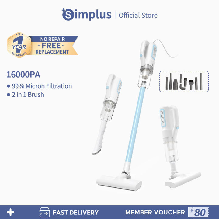 Simplus 3 In 1 Vacuum Cleaner Portable Vacuum Cleaner Ultra Quiet 16000Pa Strong Suction ...