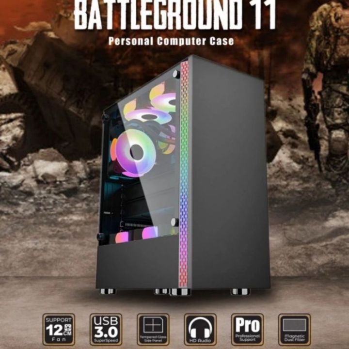 CASING PC GAMING SIMBADDA BATTLEGROUND 11 BLACK ATX, mATX Tempered ...