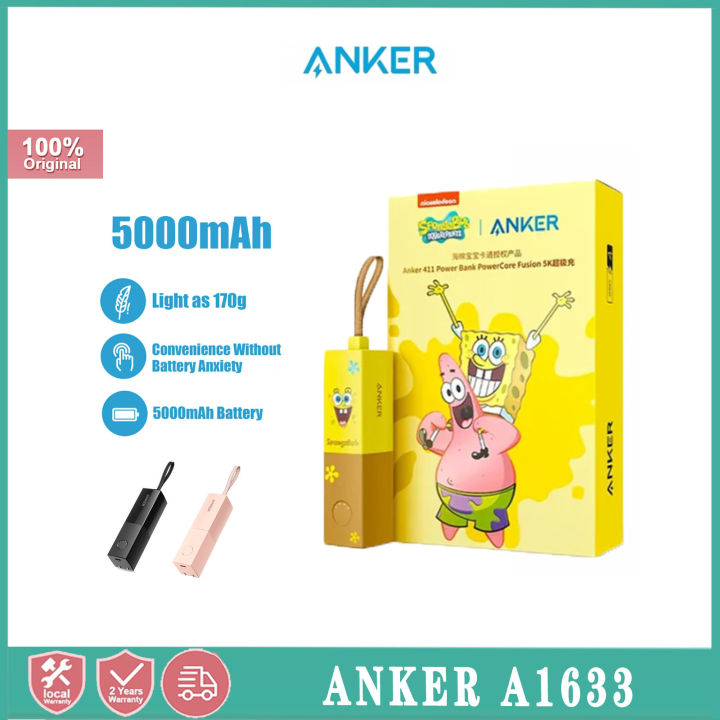 Anker A1633 SpongeBob Charger 2-in-1 Batttery And Dual USB Wall Charger ...
