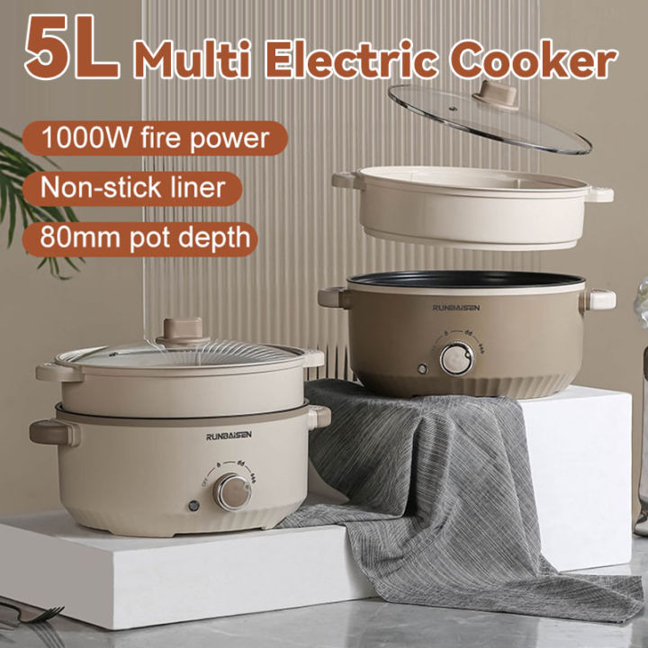 [COD] 5L Large Capacity Electric Cooker with Steamer 1000W Non-stick ...