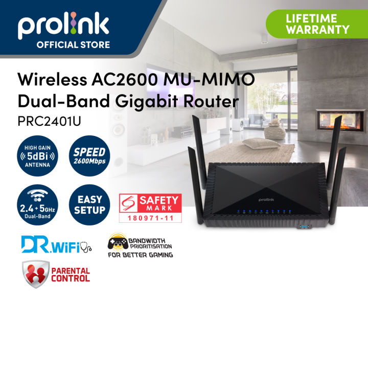 Prolink 2600Mbps Wireless AC2600 DualBand 2.4GHz Gigabyte Router AC ...
