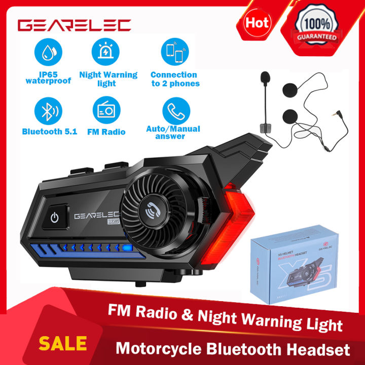 GEARELEC X5 Bluetooth Motorcycle Helmet Headset Optional 500M Intercom ...