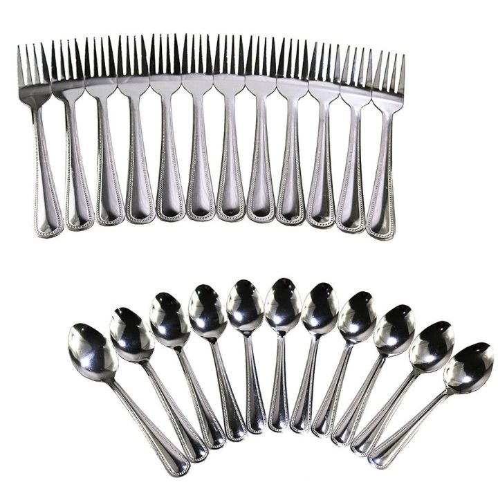 2 Dozen Stainless Steel Spoon & Fork 24 Pcs Set | Lazada PH