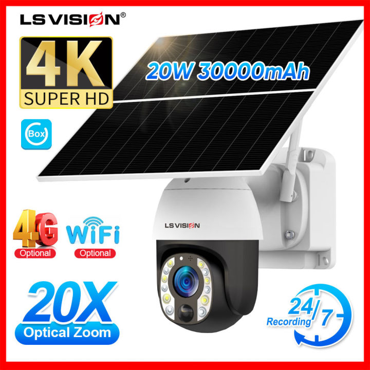 LS VISION 8MP WiFi/4G Solar CCTV Camera 24/7 Recording 20x zoom Dual working mode Outdoor ...