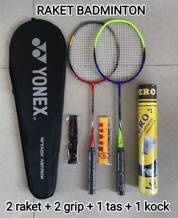 Raket Bulutangkis Langsungan Paket Lengkap Raket Badminton + Grip + Tas ...