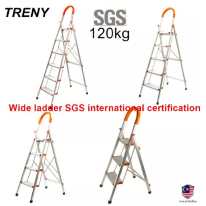 TRENY Wide Tread Platform Aluminum width ladder iron ladder 3 Step 4 ...