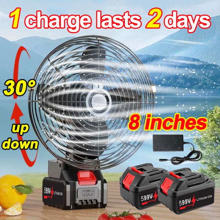【2025 Upgrade All Iron】Cordless Electric Fan 8 inch Portable Fan ...