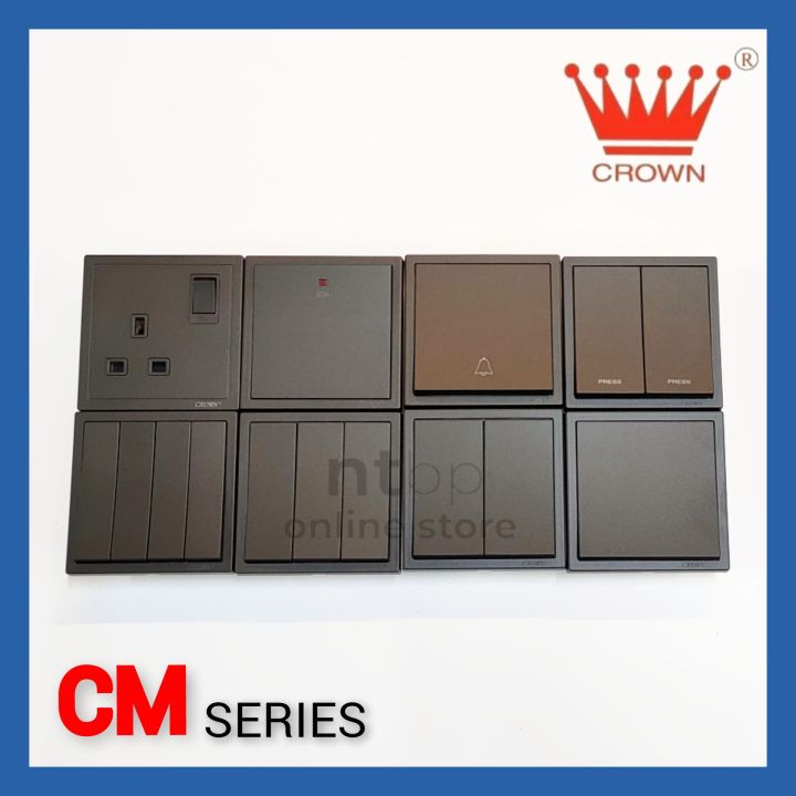 CROWN CM Series Matt Black Color Switch & 13A Plug Socket Outlet ...