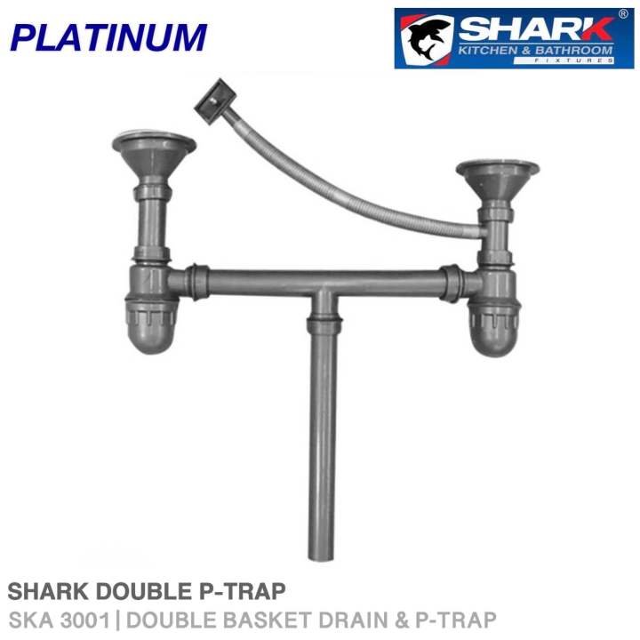 SKA 3001 | SHARK Double P-Trap & Basket Drain | For Double Sinks ...
