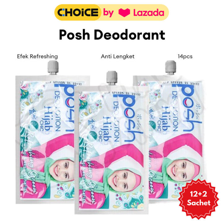 [Paket 12+2 Sachet] POSH Deo Lotion Sachet Hijab Chic Refreshing Green ...