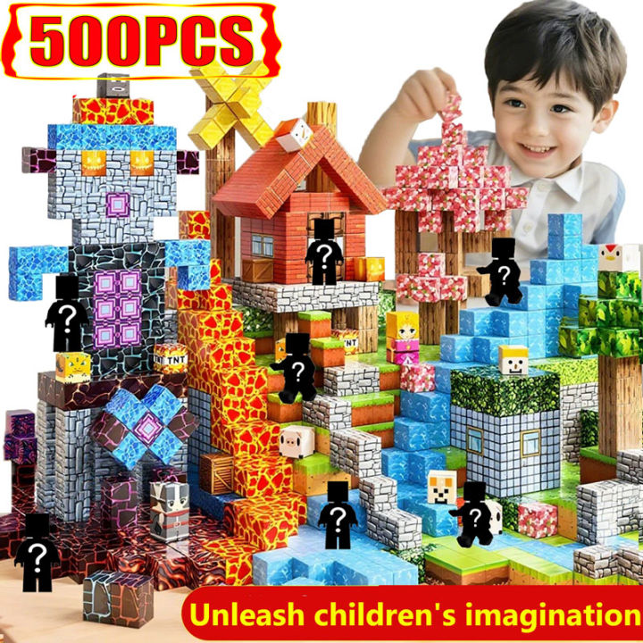 10-500PCS Magnetic Building Blocks Magnet Set Bricks Mini World STEM ...