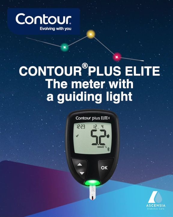 Contour Plus Elite Blood Glucose Meter (mmol/L) + 25 Test Strips ...