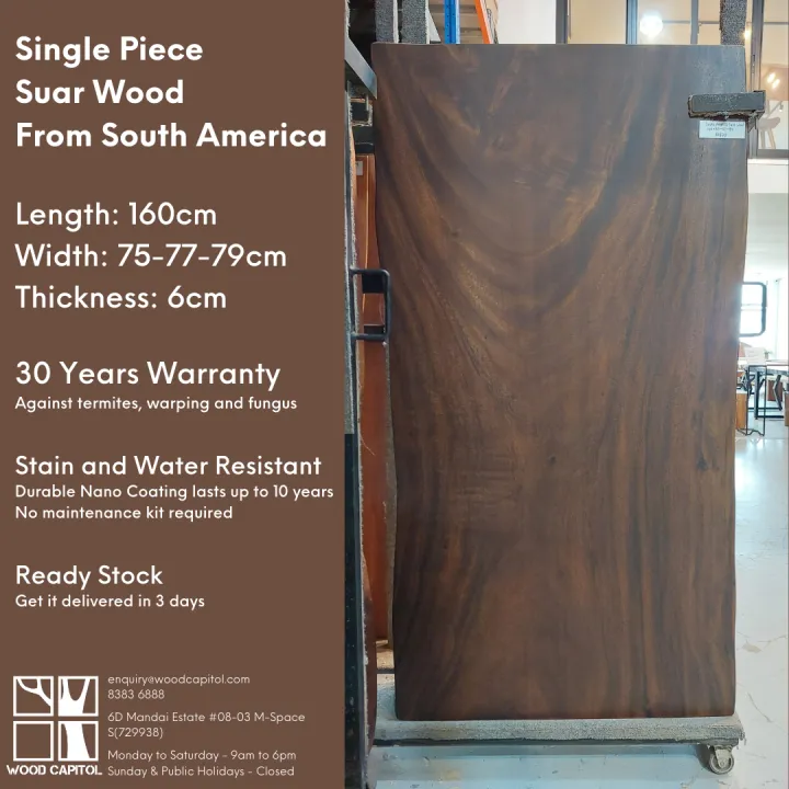 Wood Capitol Suar Wood | Solid Single Slab Wooden Table | Lazada Singapore