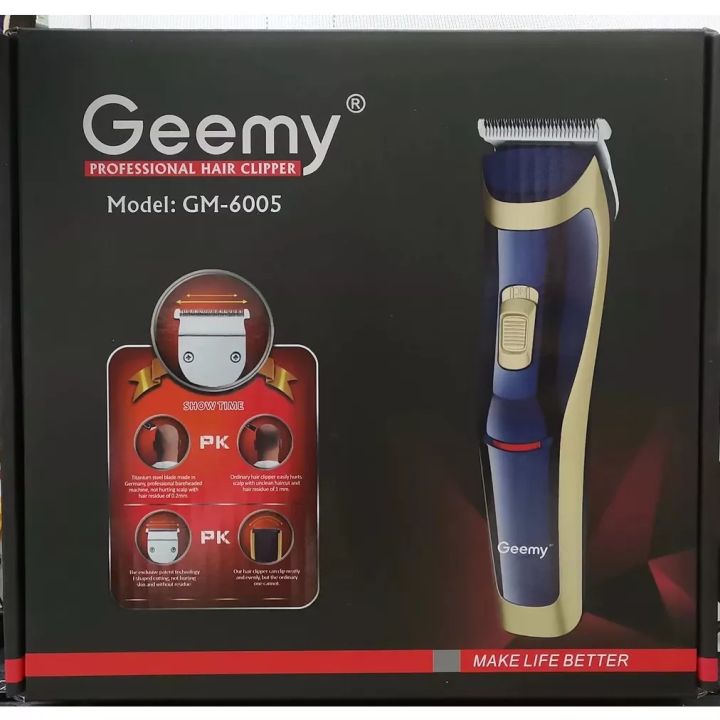 Geemy Gm-6005 Rechargeable trimmer professional hair clipper 4 comb ...