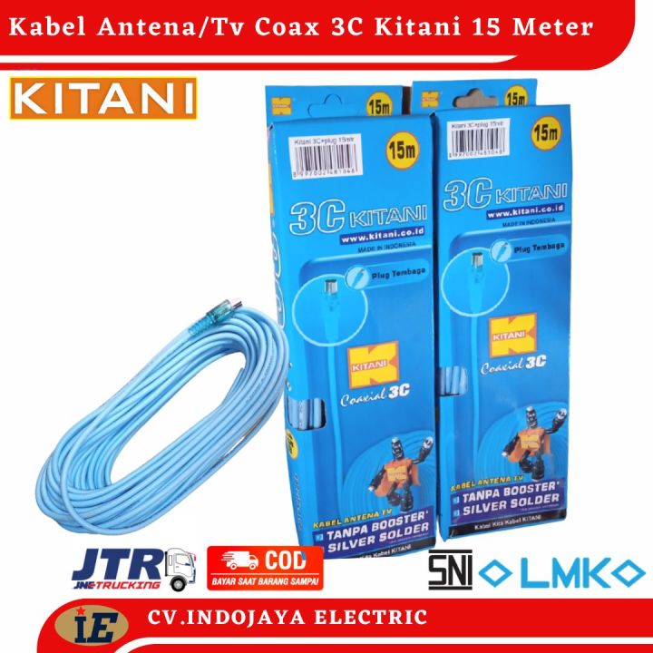 Kabel Antena Tv Kitani Coaxial 3C Kabel Panjang 15 Meter Kabel antena digital tv super jernih ...