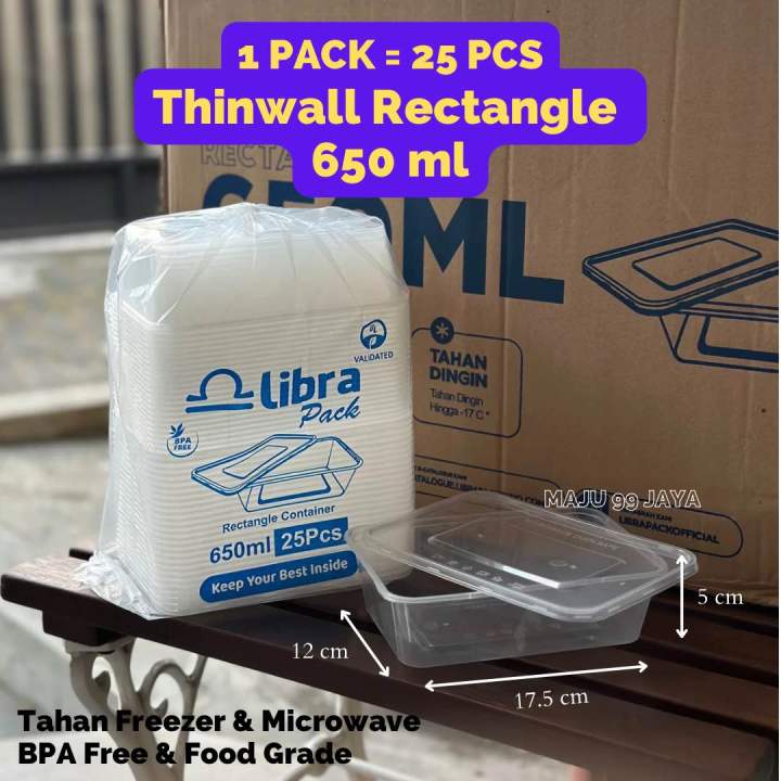 (25 PCS) Thinwall Rectangle Persegi Panjang 650ml / 750ml Libra | Wadah ... (25 PCS) Thinwall Rectangle Persegi Panjang 650ml / 750ml Libra | Wadah ...