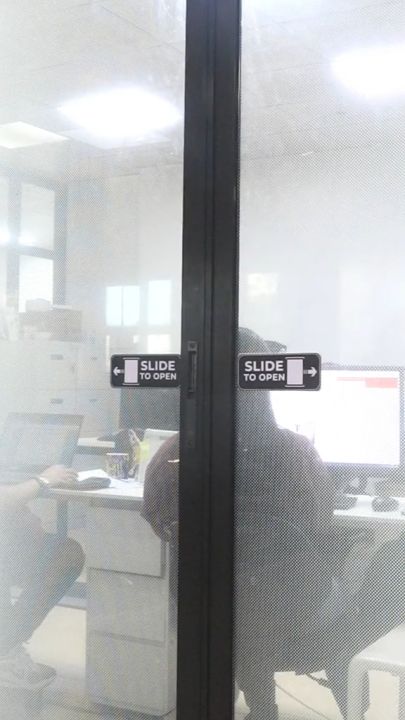Dsign Slide to Open Left and Right Signage Sticker, Waterproof Sticker ...