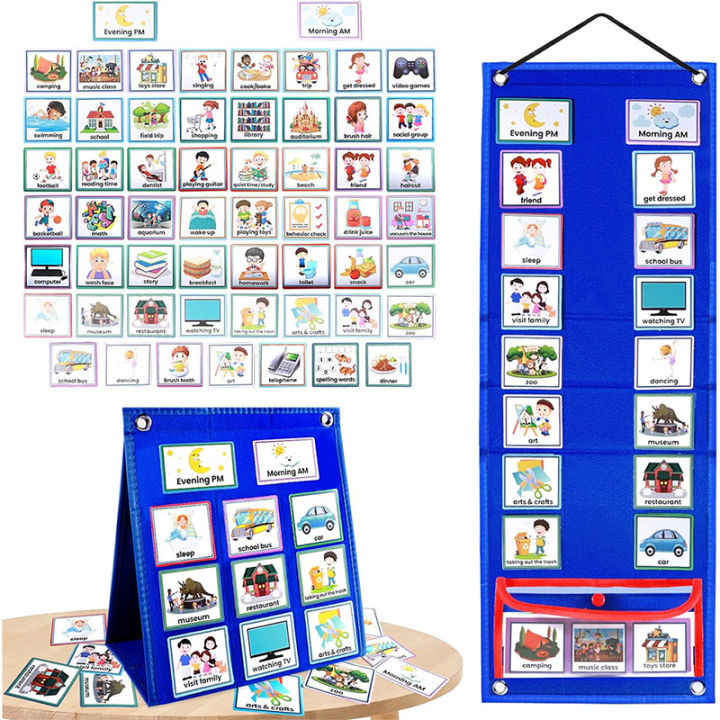 Kids Visual Schedule Calendar Chart 3 in 1 Toddler Weekly Routine Chart ...