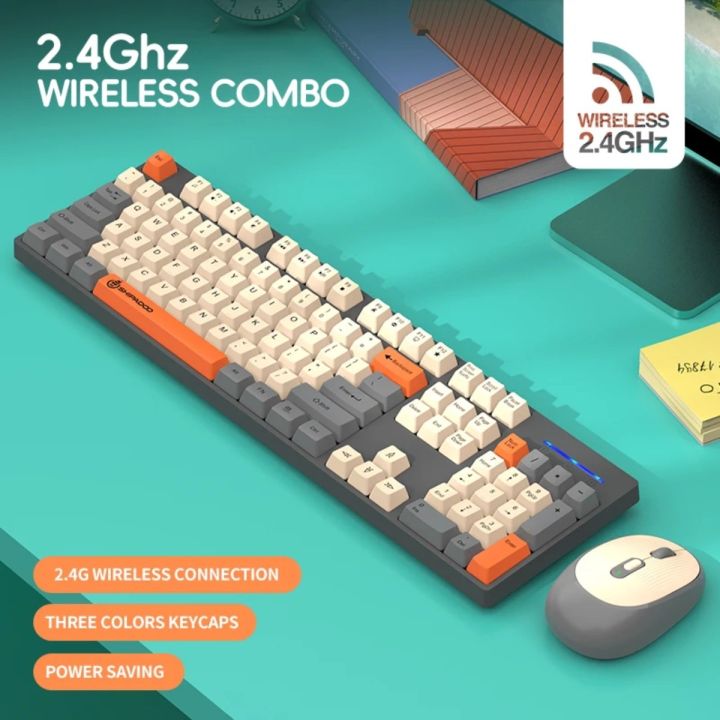 Wireless Keyboard and Mouse Kit 104 Keys Gaming Keyboard with 3 Colors ...