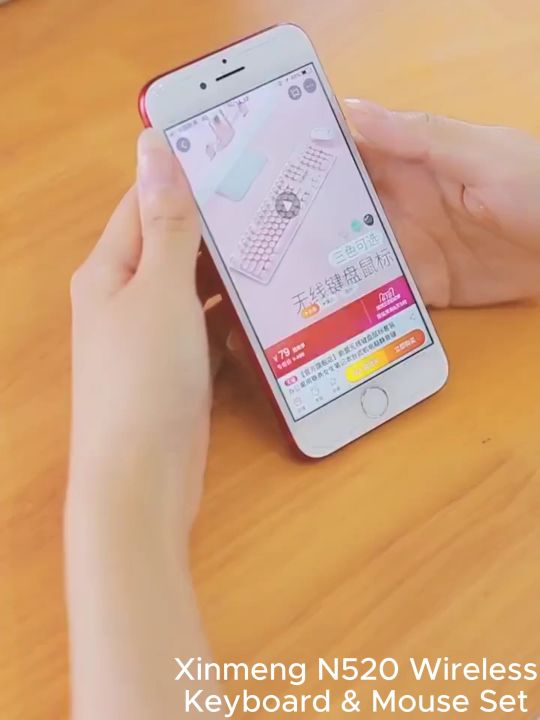 N520 Xinmeng Wireless Keyboard & Mouse Set Retro Round Key Cap with ...