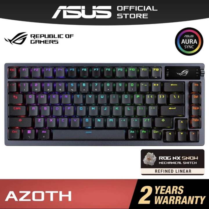 ROG Azoth Custom Gaming Keyboard with 75 Key Form Factor PBT Key Aura ...