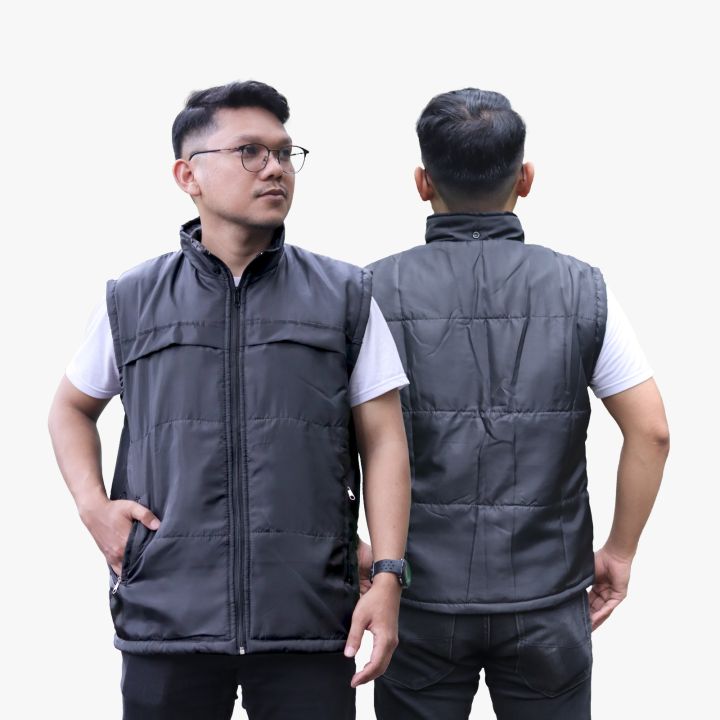 Rompi Polos Tebal Pria Size Dewasa / Jaket Rompi Parasut Waterproof ...