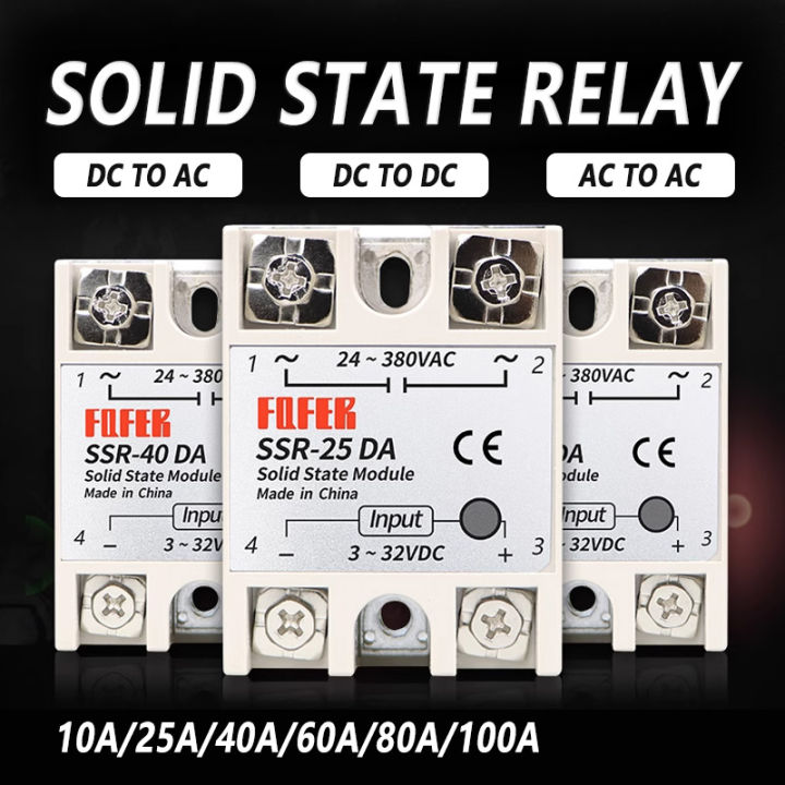 10A SSR 25A Solid State Relay 40A Output 3-32VDC 24-480VAC 220V Single Phase DC TO AC 40A Relay ...