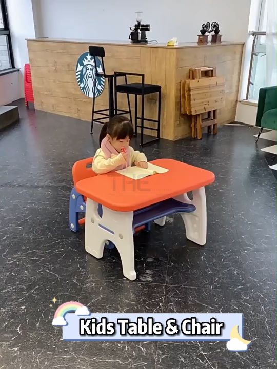 THE Kids' Multipurpose Study Table Chair Set Children Learning Drawing ...