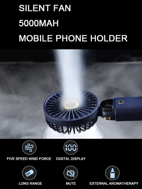 10000mAH Mini Fan Rechargeable Hand-held 5-Speed fan Portable Electric ...