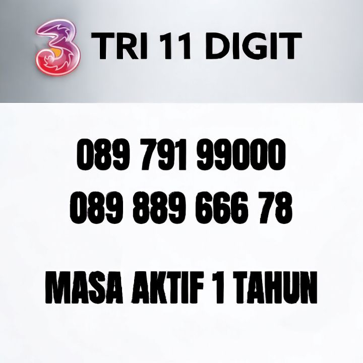 PERDANA TRI 11 DIGIT CANTIK TRIPLE MASA AKTIF 1 TAHUN | Lazada Indonesia