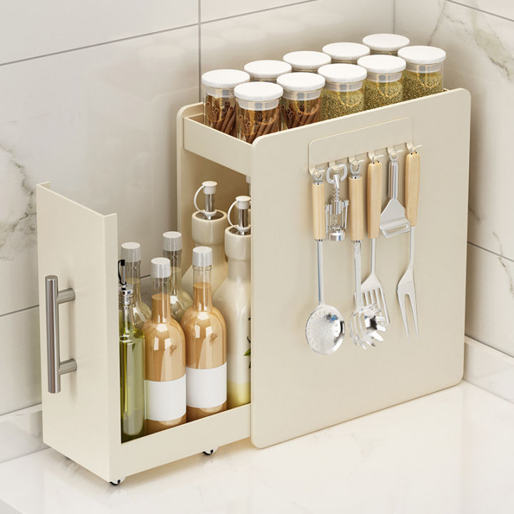 Kitchen Multi-layer Pull-out Storage Rack Spice Sauce Vinegar Olive Oil ...