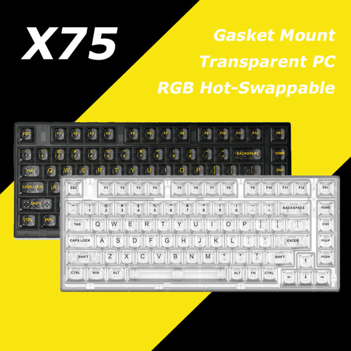 Xinmeng X75 75% Transparent Gasket Mount Hot-Swappable Wired RGB ...