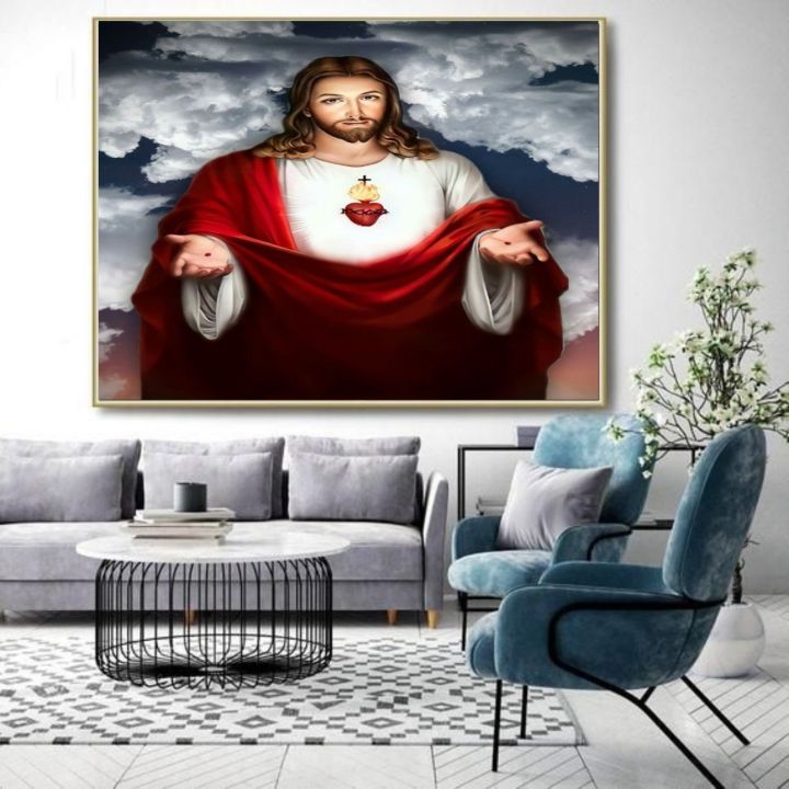 POSTER CETAK TUHAN YESUS,DEKORASI RUMAH,LUKISAN CETAK,TANPA BINGKAI ...