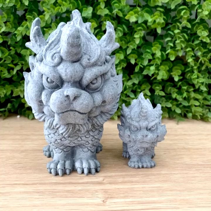 Tượng kỳ lân mini đá sa thạch xanh phong thủy trang trí bàn làm việc ...