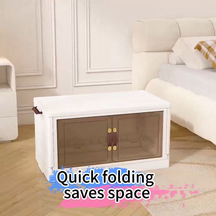 OKASUMI Folding Storage Cabinet Household Storage Box With Wheels Multi Layer Stacking Saves ...