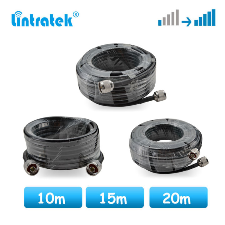 Lintratek 10M 15M 20เมตร5D สาย Coaxial 50ohm N ชาย N ชายสำหรับ2G 3G 4G โทรศัพท์มือถือ Repeater ...