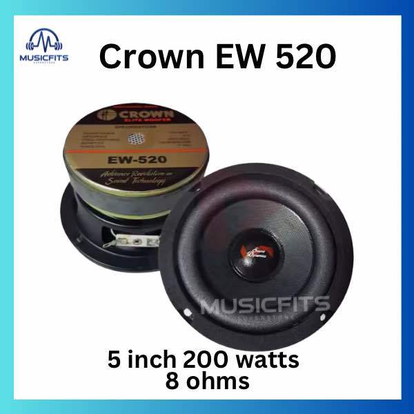 Original Crown EW-520 5 1/4 Inches 200W 8 Ohms Mini Subwoofer Speaker ...