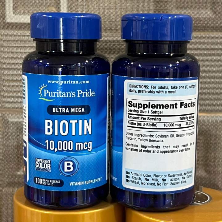Biotin 10000 mcg ขนาด 100 เม็ด Puritan (แพ็กเก็ตใหม่ Exp.10/2025 ...