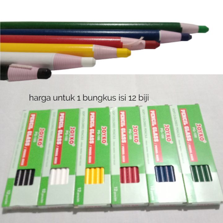 Kapur pensil 1 bungkus isi 12 biji / pensil glass / pensil kaca / kapur ...